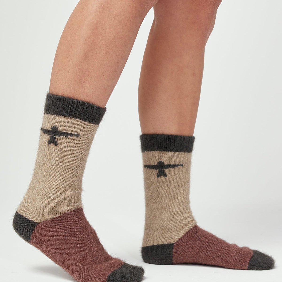 Colour Block Kite Socks - Latte/Pecan Multi – Untouched World