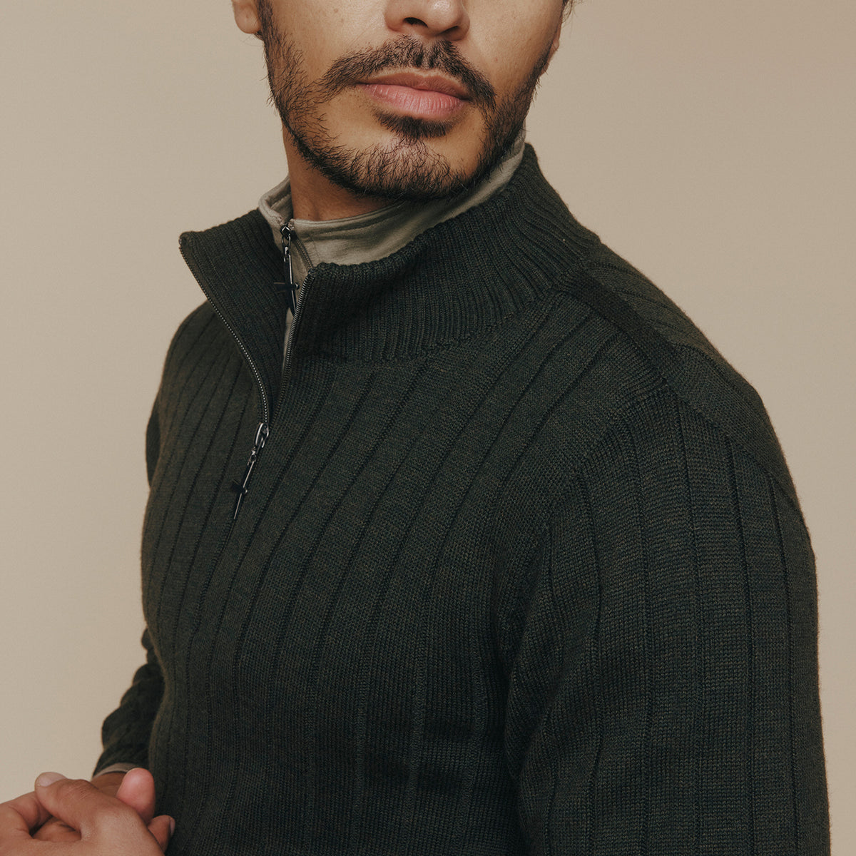Finn Merino Zip Sweater - Forest | 100% ZQRX™ Machine Washable Merino ...