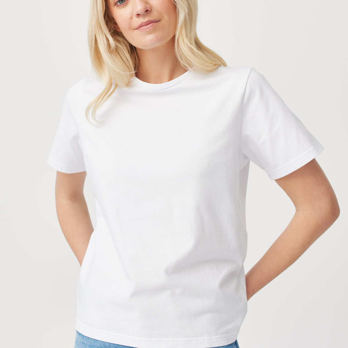 Relaxed Organic Cotton Tee | Essential White Tee with Crew Neck | Made ...