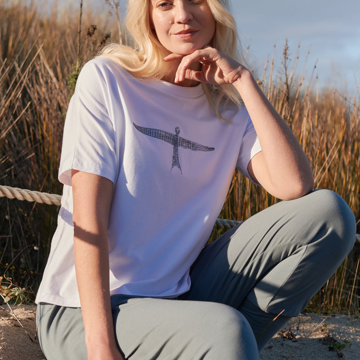 Organic Cotton Kite Tee | Boxy Fit Tee with Embroidered Kite | Summer ...